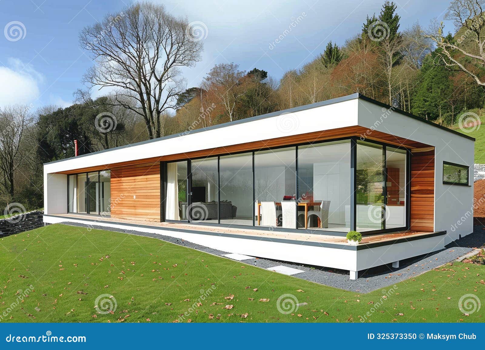Modern White House with Large Glass Windows and Timber Cladding for ...