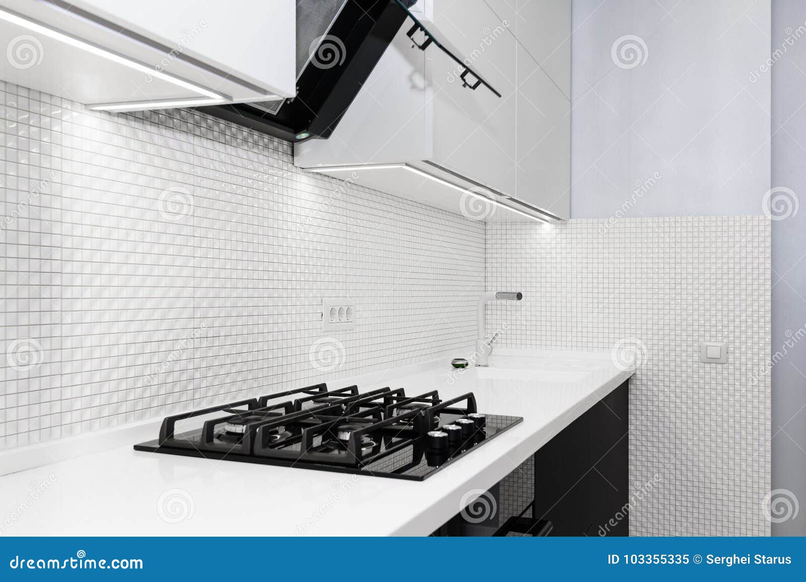 Modern white kitchen stock image. Image of kitchen, clean - 103355335
