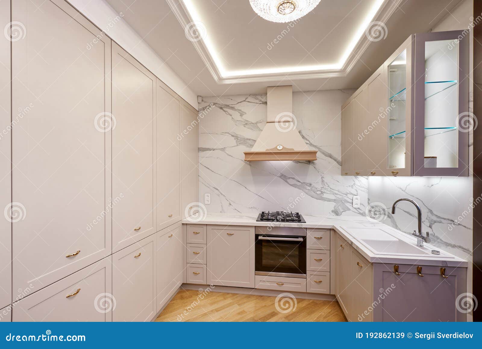 Modern White Kitchen Clean Interior Design Stock Image - Image of ...