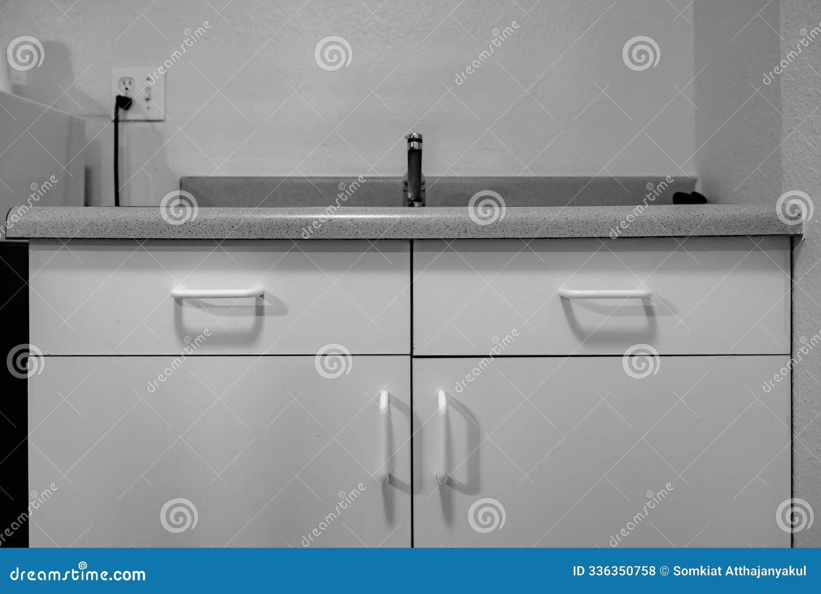 Modern White Kitchen Countertop with Sink. Stock Photo - Image of ...
