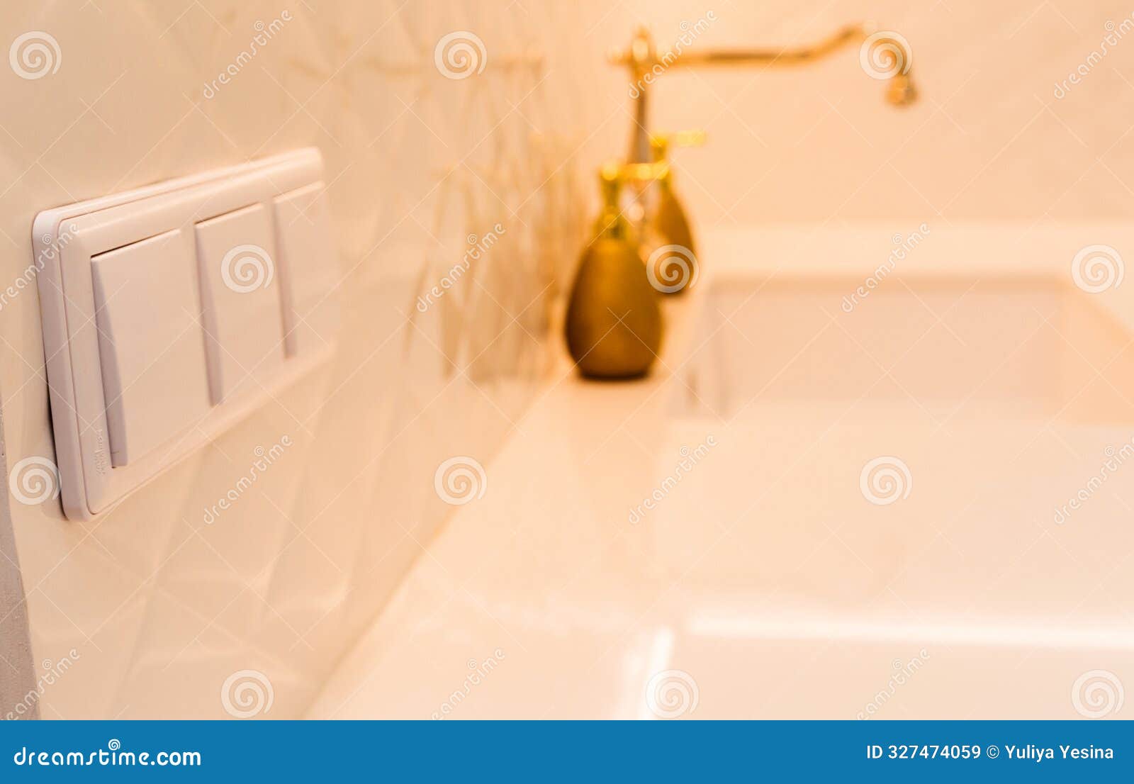 Modern White Kitchen Switch. Horizontal Photo Stock Image - Image of ...