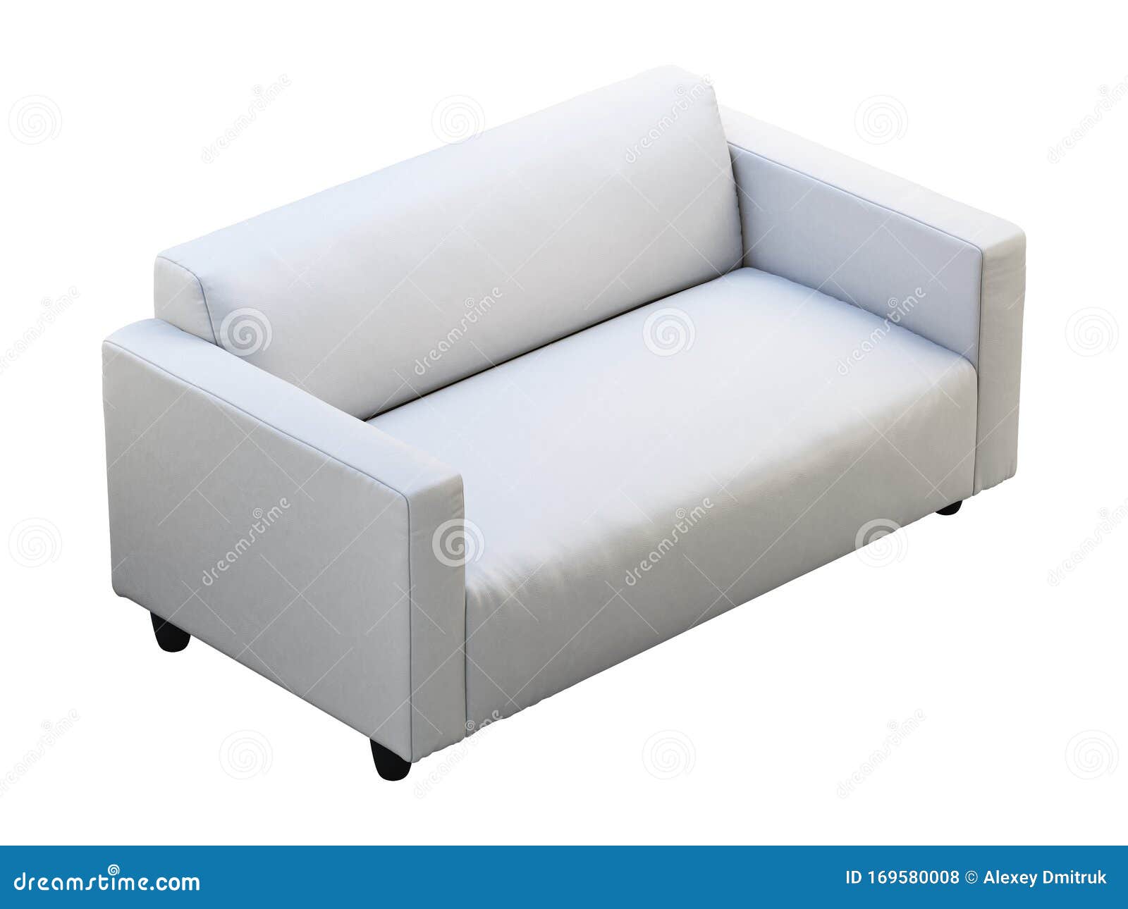 Modern White Two-seat Leather Sofa. 3d Render Stock Illustration ...