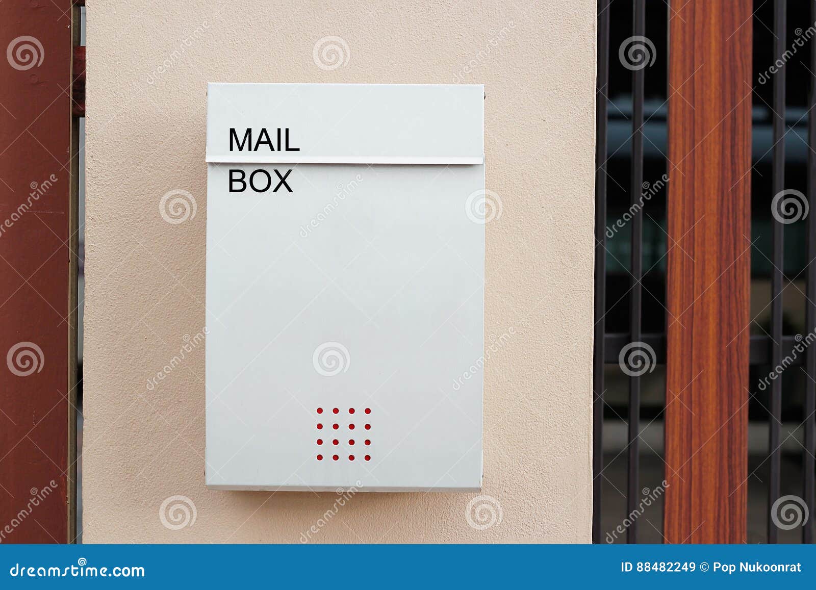 Modern White Mailbox on a Wall Fence Stock Image - Image of contact ...