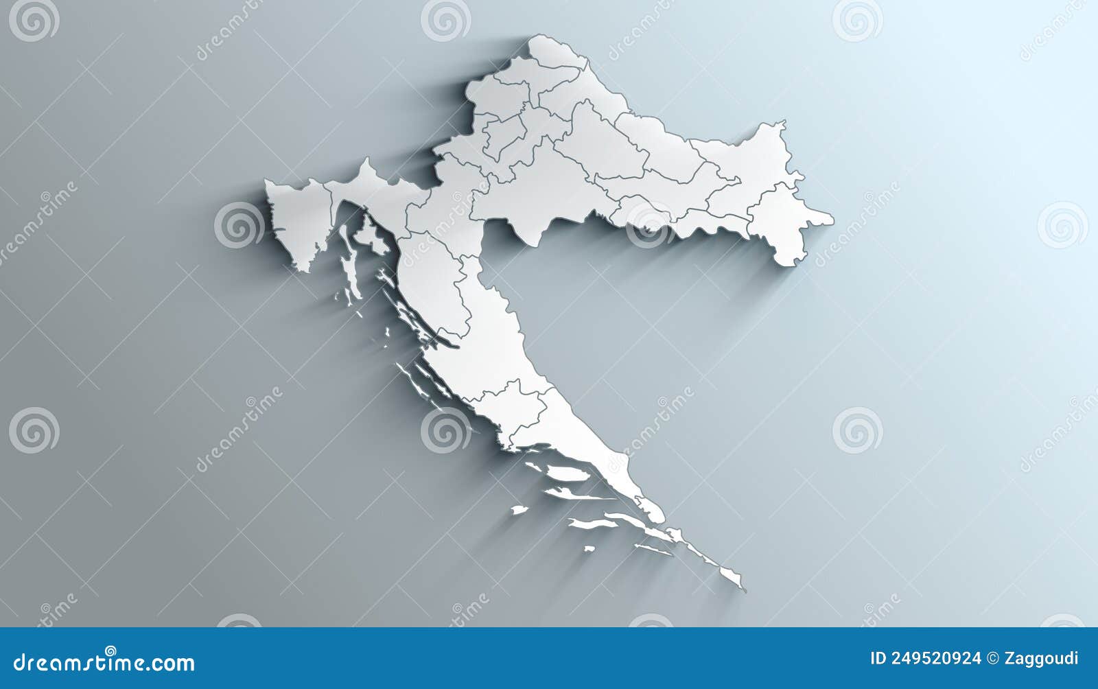 Modern White Map of Croatia with Counties with Shadow Stock ...
