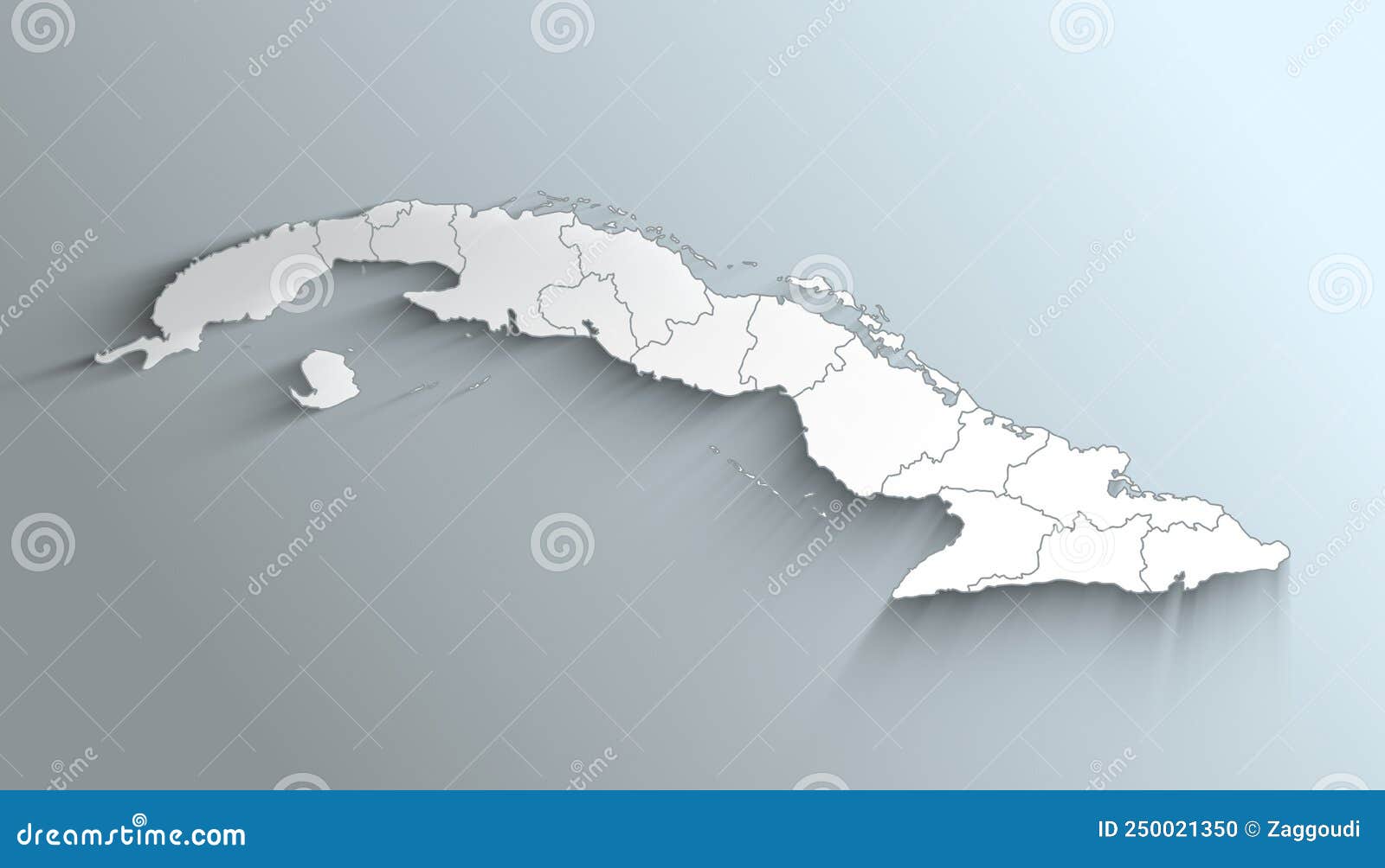 Modern White Map of Cuba with Provinces with Counties with Shadow Stock ...