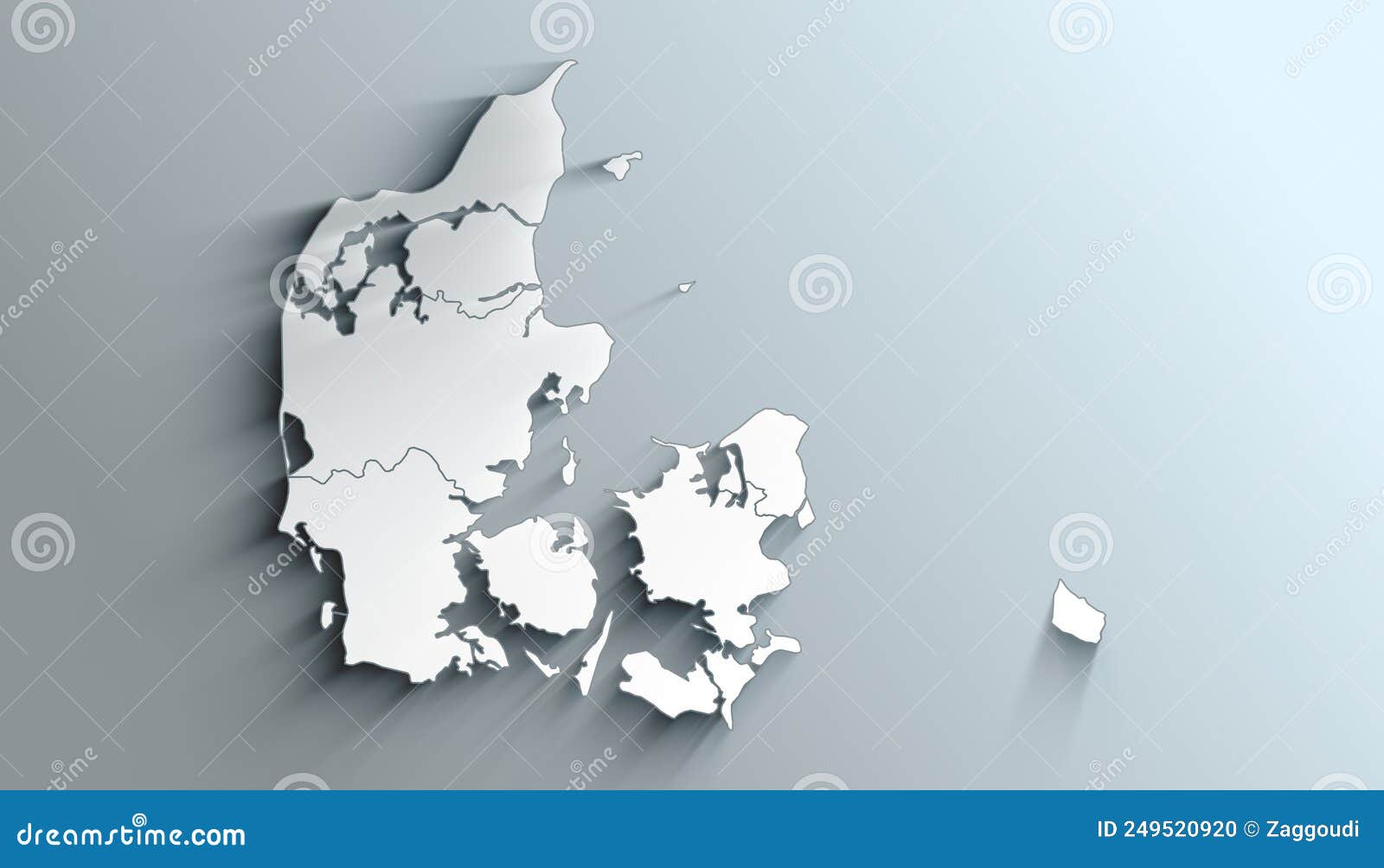 Modern White Map of Denmark with Regions with Shadow Stock Illustration ...