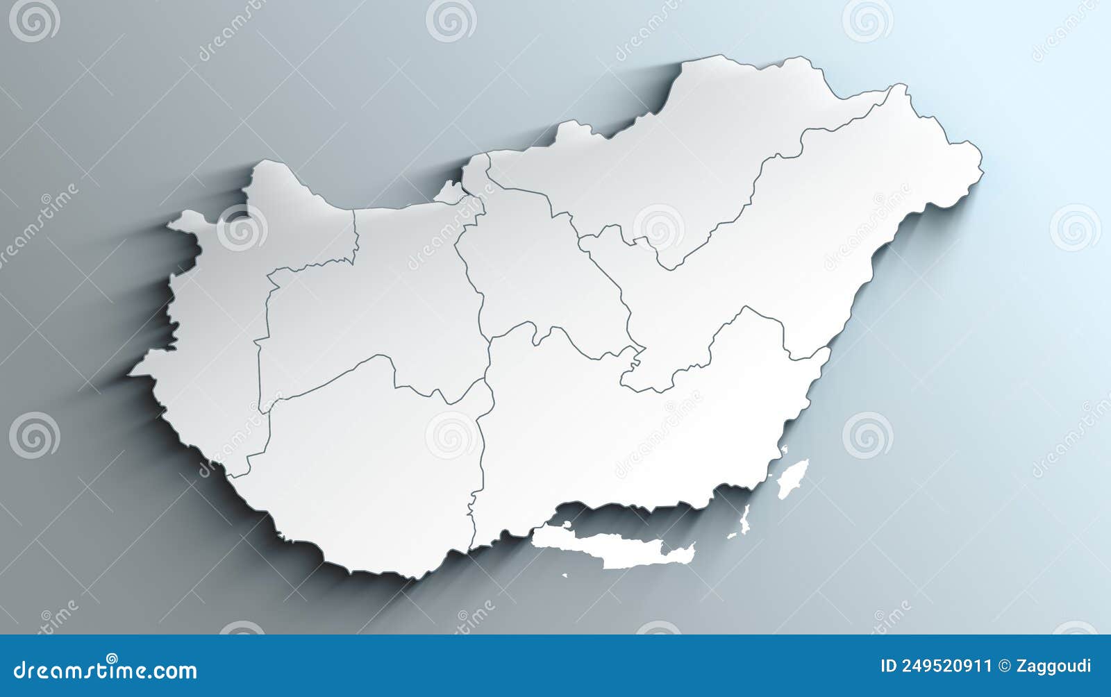 Modern White Map of Hungary with Regions with Shadow Stock Illustration ...