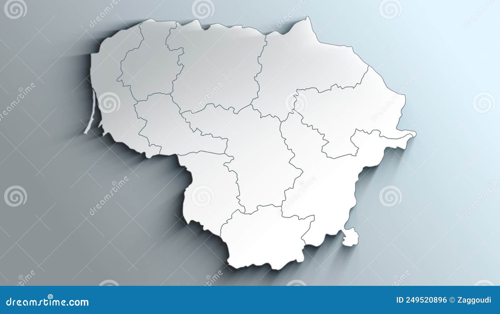 Modern White Map of Lithuania with Counties with Shadow Stock ...