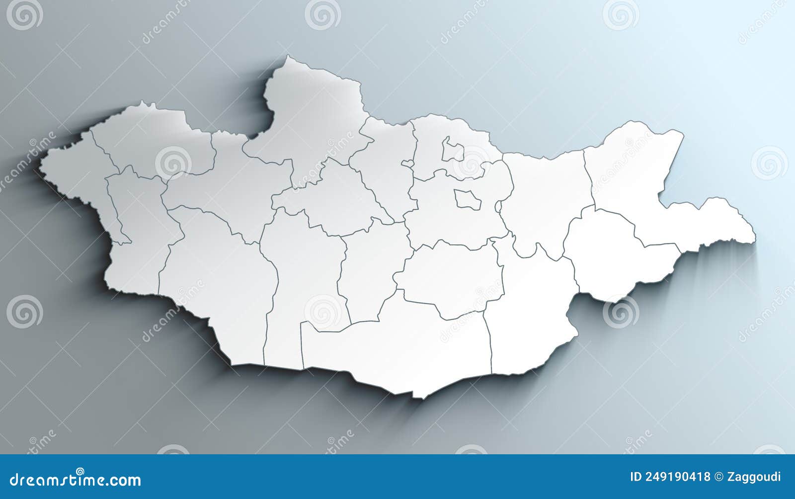 Modern White Map of Mongolia with Provinces with Shadow Stock ...