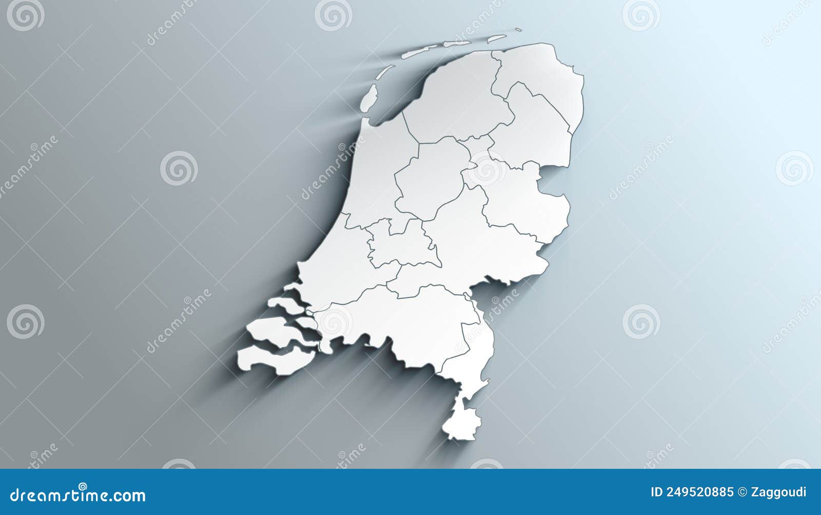 Modern White Map Of Netherlands With Provinces With Shadow Stock Image ...