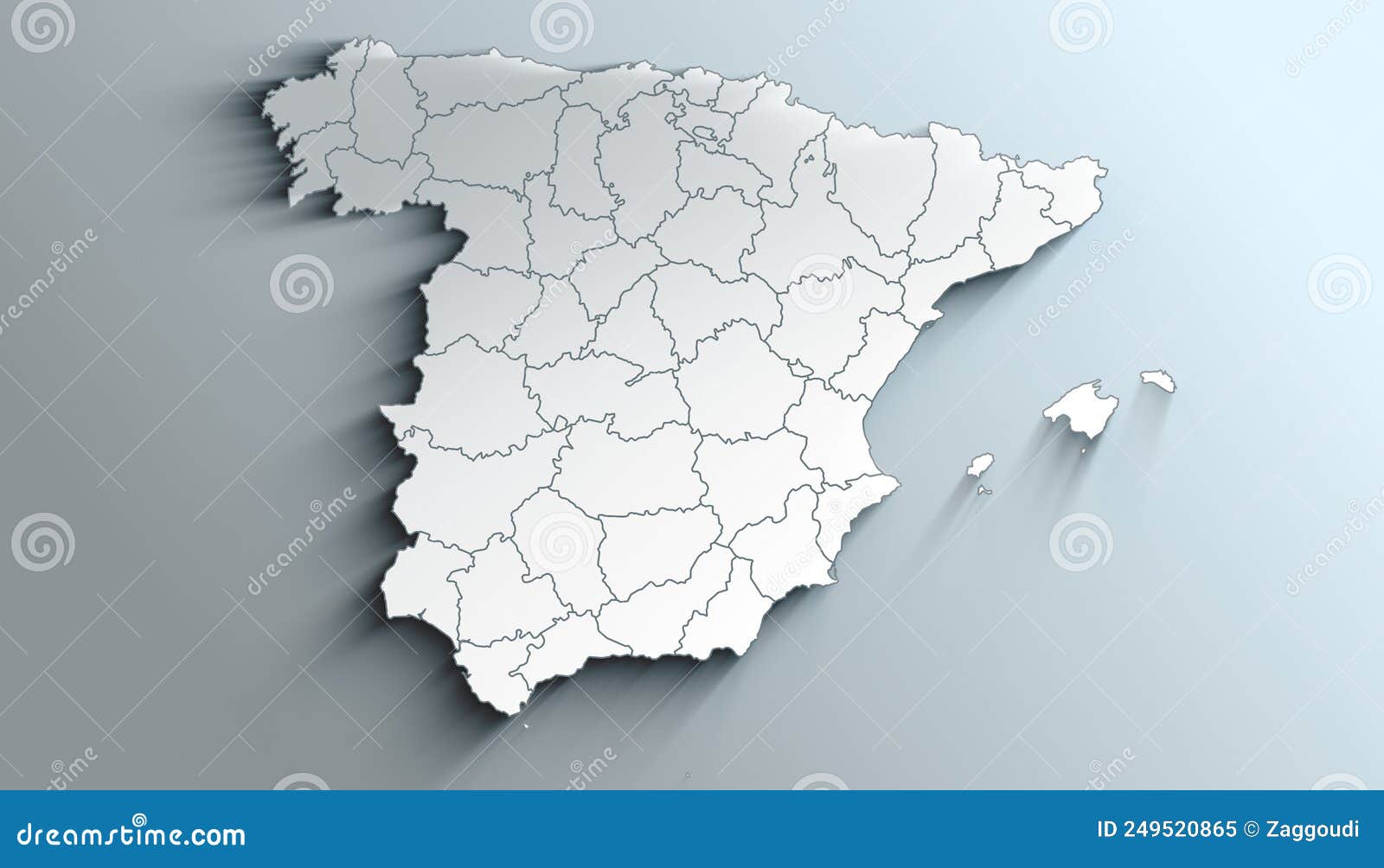 Modern White Map of Spain with Provinces with Shadow Stock Illustration ...