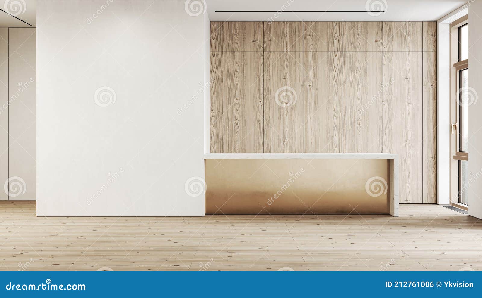 Modern, White Minimalist Empty Interior Blank Wall. Stock Illustration ...