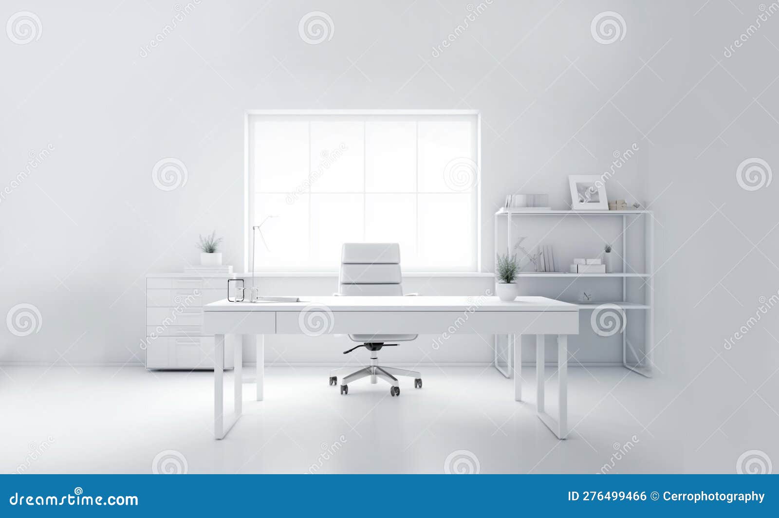 Modern White Office Desk Table with Laptop Computer, Smartphone with ...
