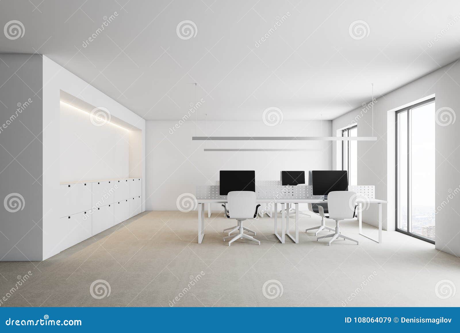 Modern white office, wall stock illustration. Illustration of equipment ...