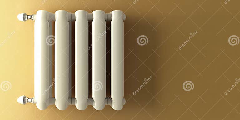 Modern White Panel Radiator on Beige Wall Home Heating System Interior ...
