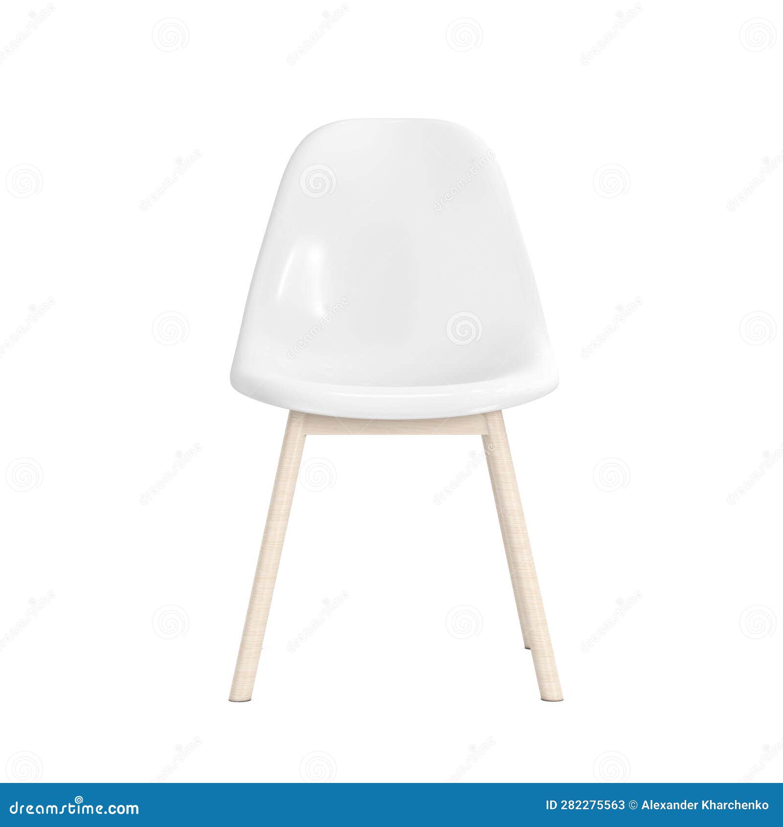 Modern White Plastic Chair. 3d Rendering Stock Image - Image of household, seat: 282275563