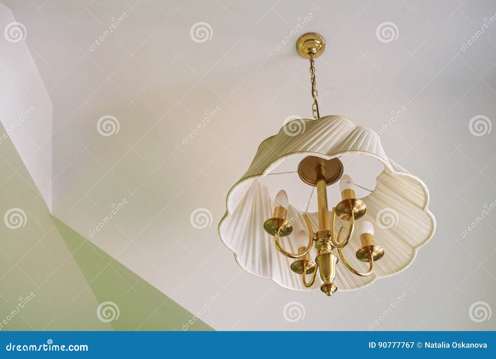 Modern White Plastic Chandelier Hangs from Ceiling Stock Image - Image ...