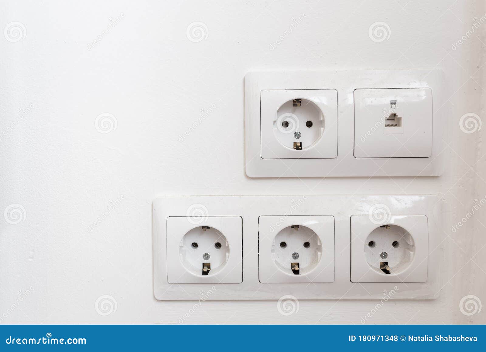 Modern White Plastic Sockets in an Office Stock Photo - Image of ...