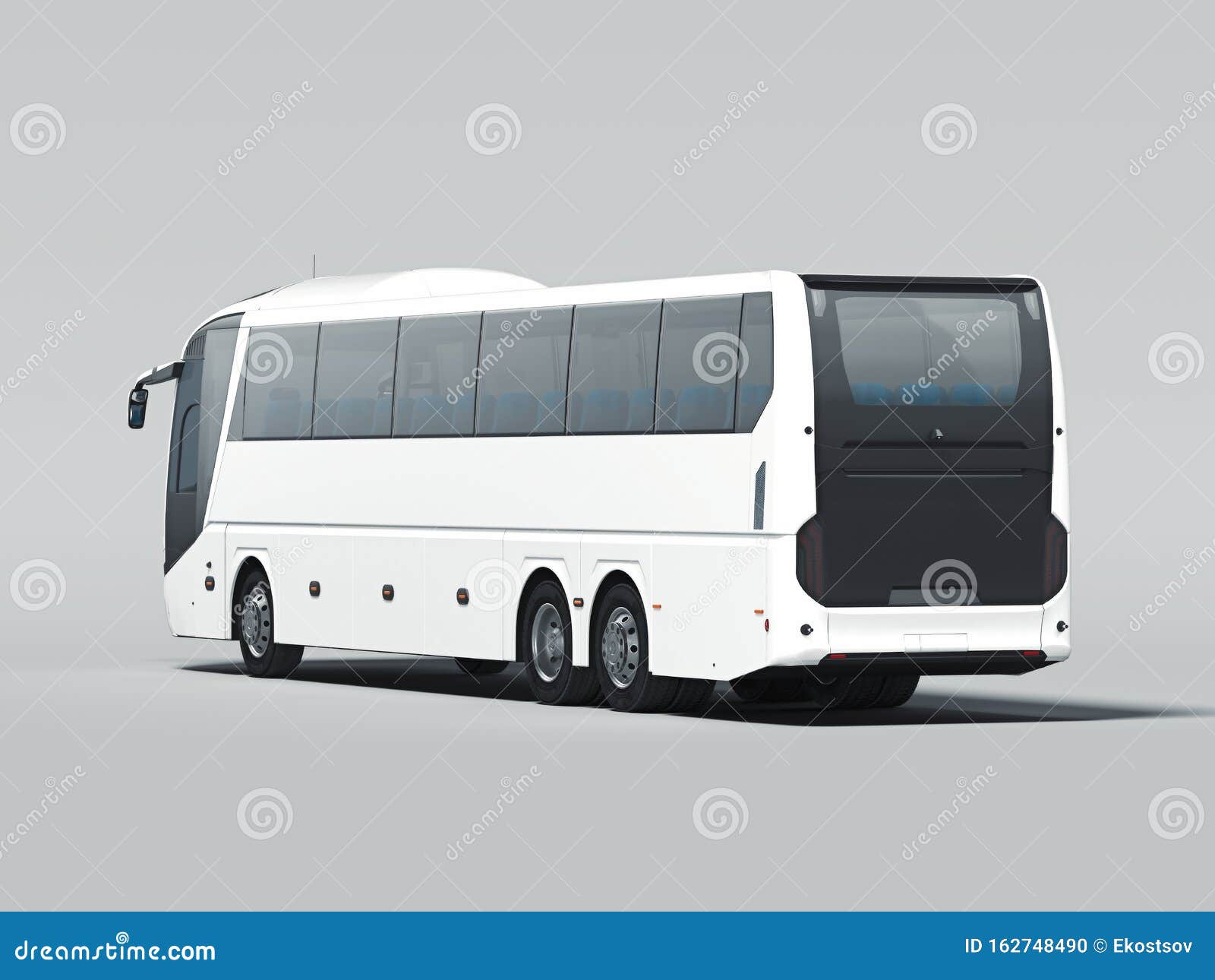 Modern White Realistic Bus Isolated on Gray Background. 3d Rendering ...