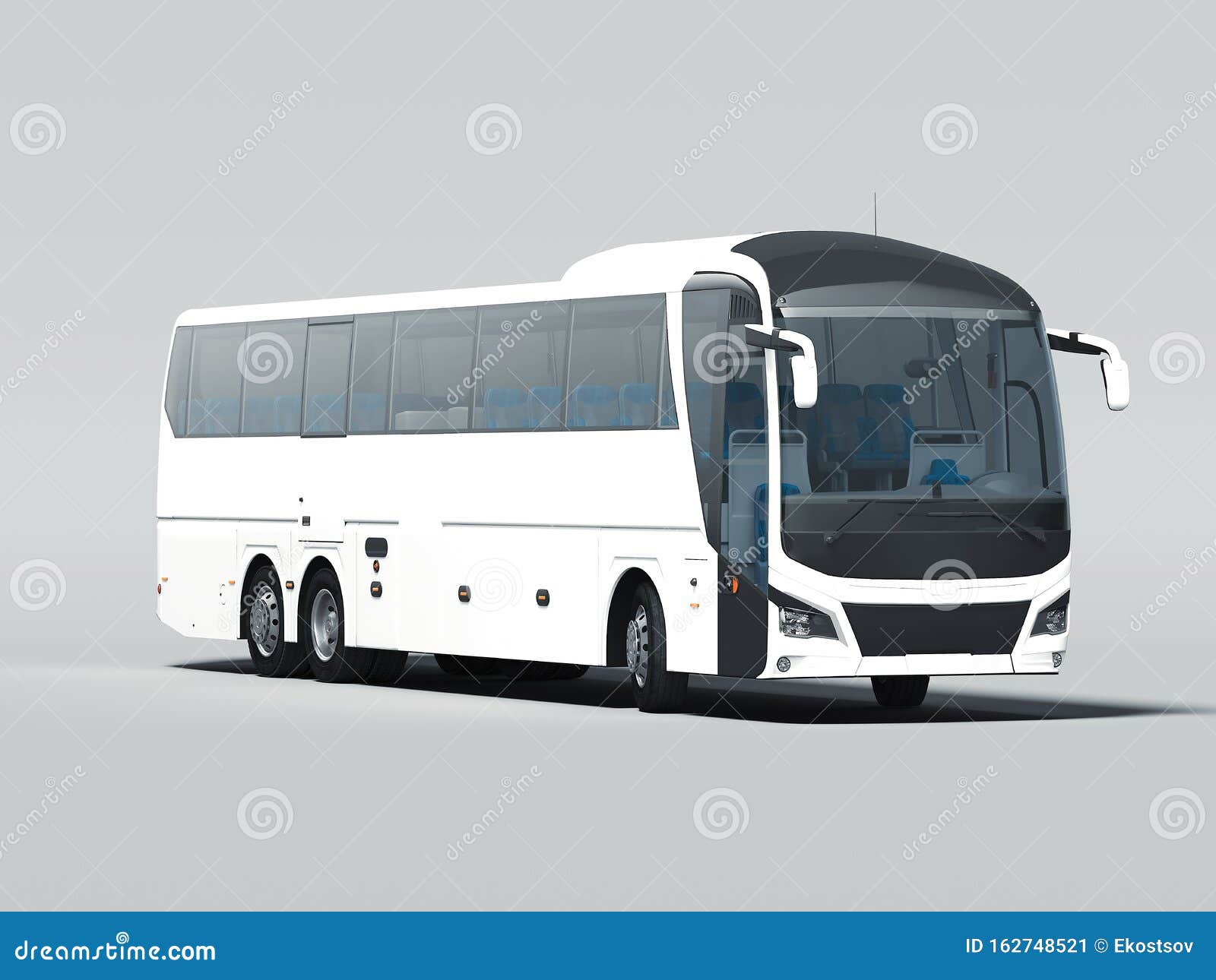 Modern White Realistic Bus Isolated on Gray Background. 3d Rendering ...