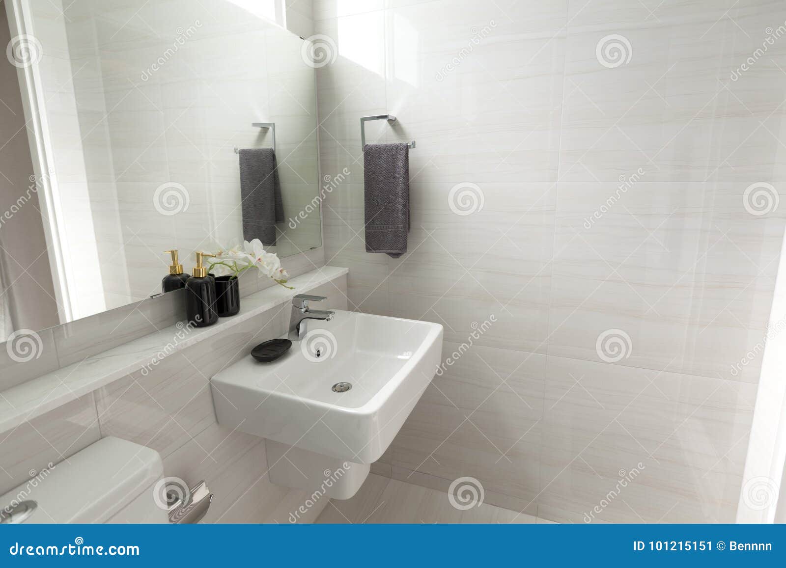 Modern white restroom stock image. Image of color, domestic - 101215151