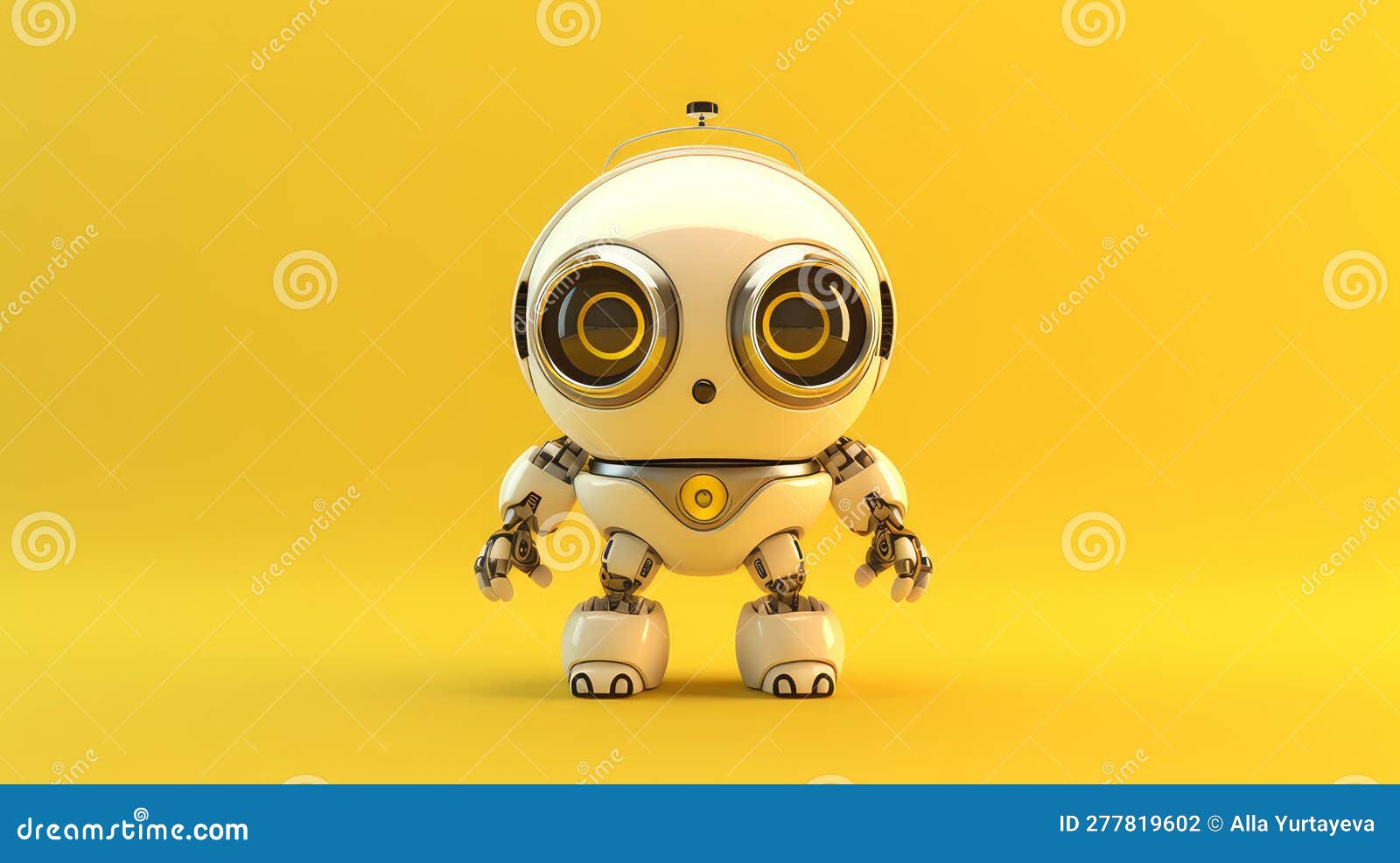 Modern, White Robot on a Yellow Background. AI Generated. Stock ...