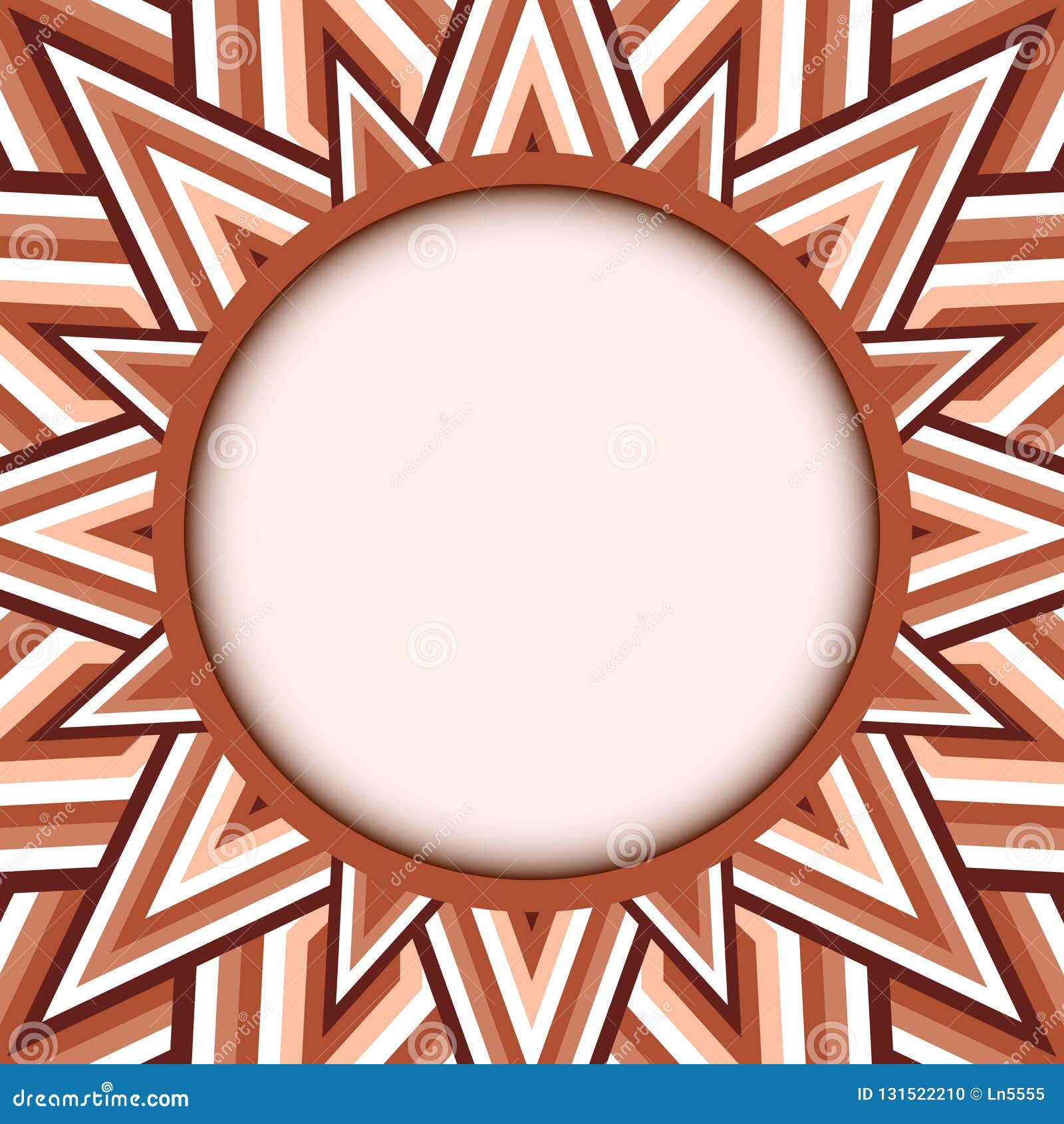 Modern White Round Text or Photo Frame with Brown Border on Decorative ...