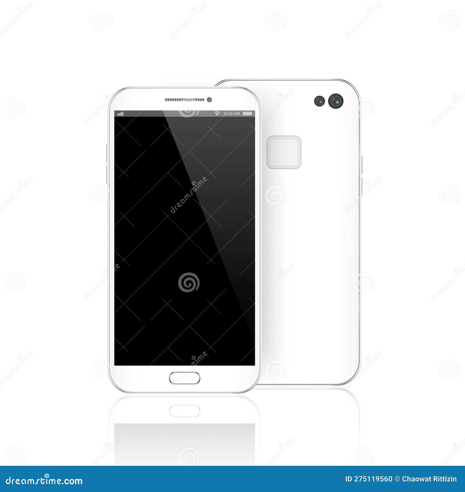 Modern White Smartphone Isolated. Front and Back of Vector Smartphone ...