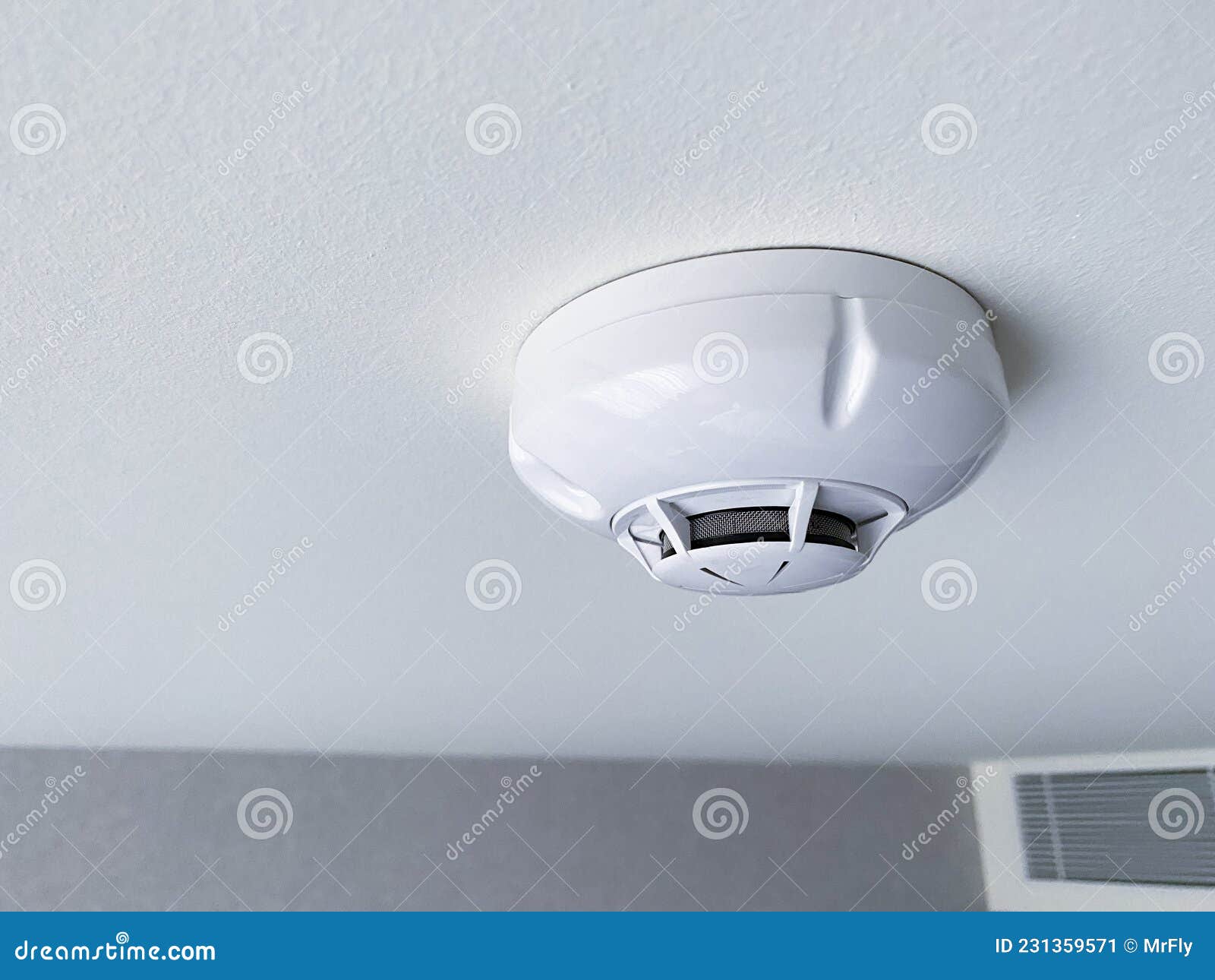 Modern Smoke and Fire Detector on a Ceiling Stock Image - Image of ...