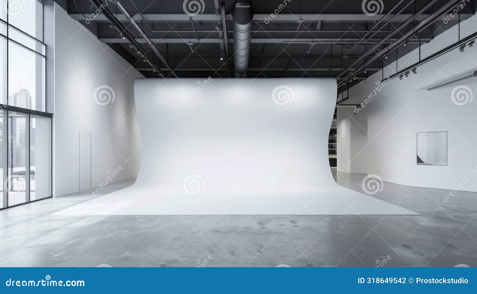 Modern White Studio with Curved Cyclorama Wall on a Bright Day Stock ...