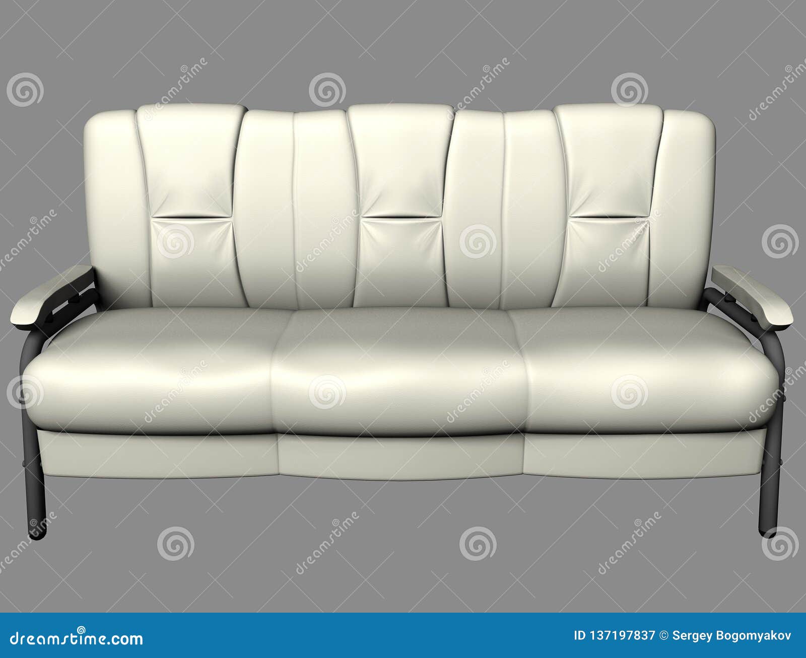 Modern White Suede Couch Isolated on Light Background. Front View ...