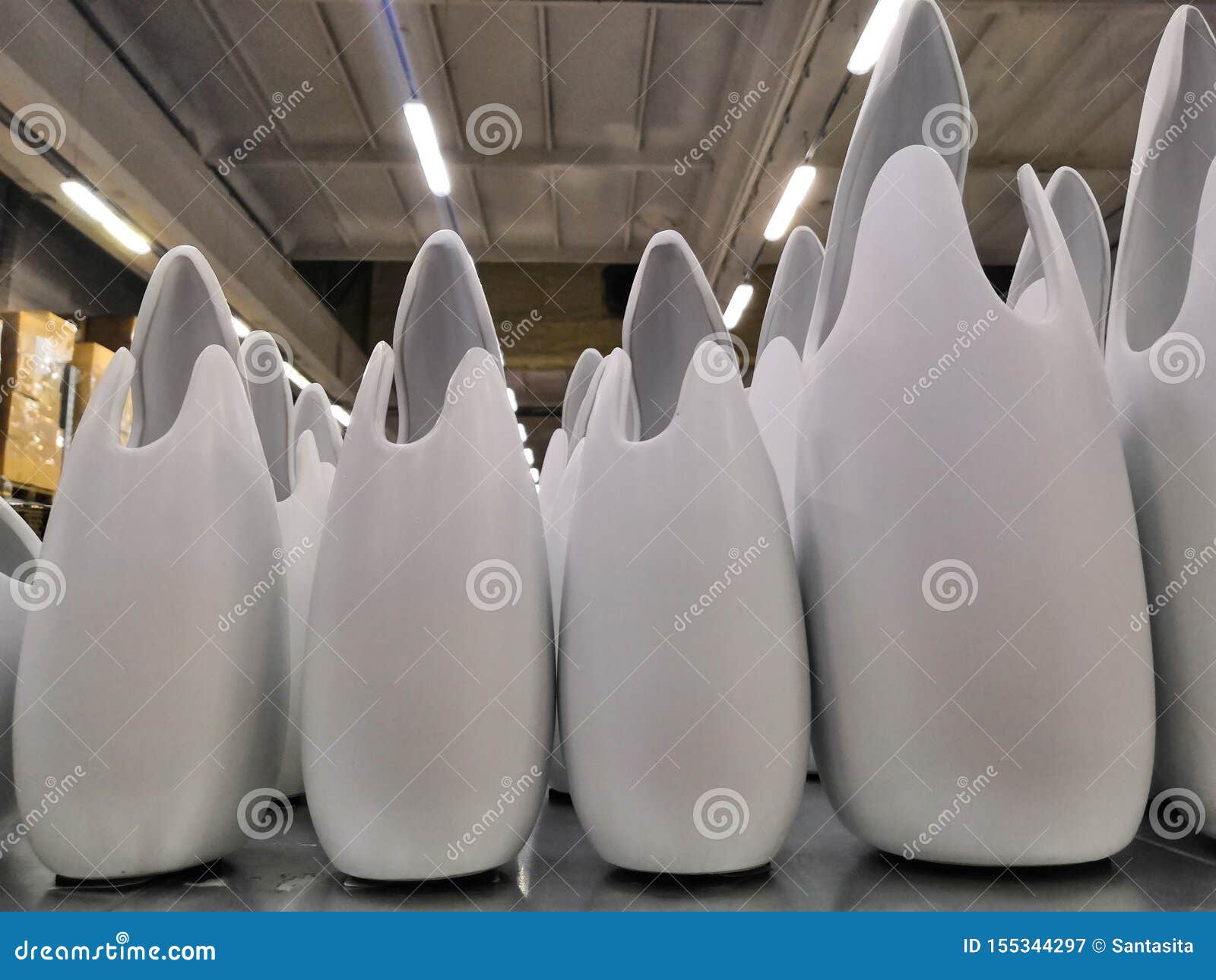 Modern White Tall Ceramic Vase, Decoration Object. Different Height ...