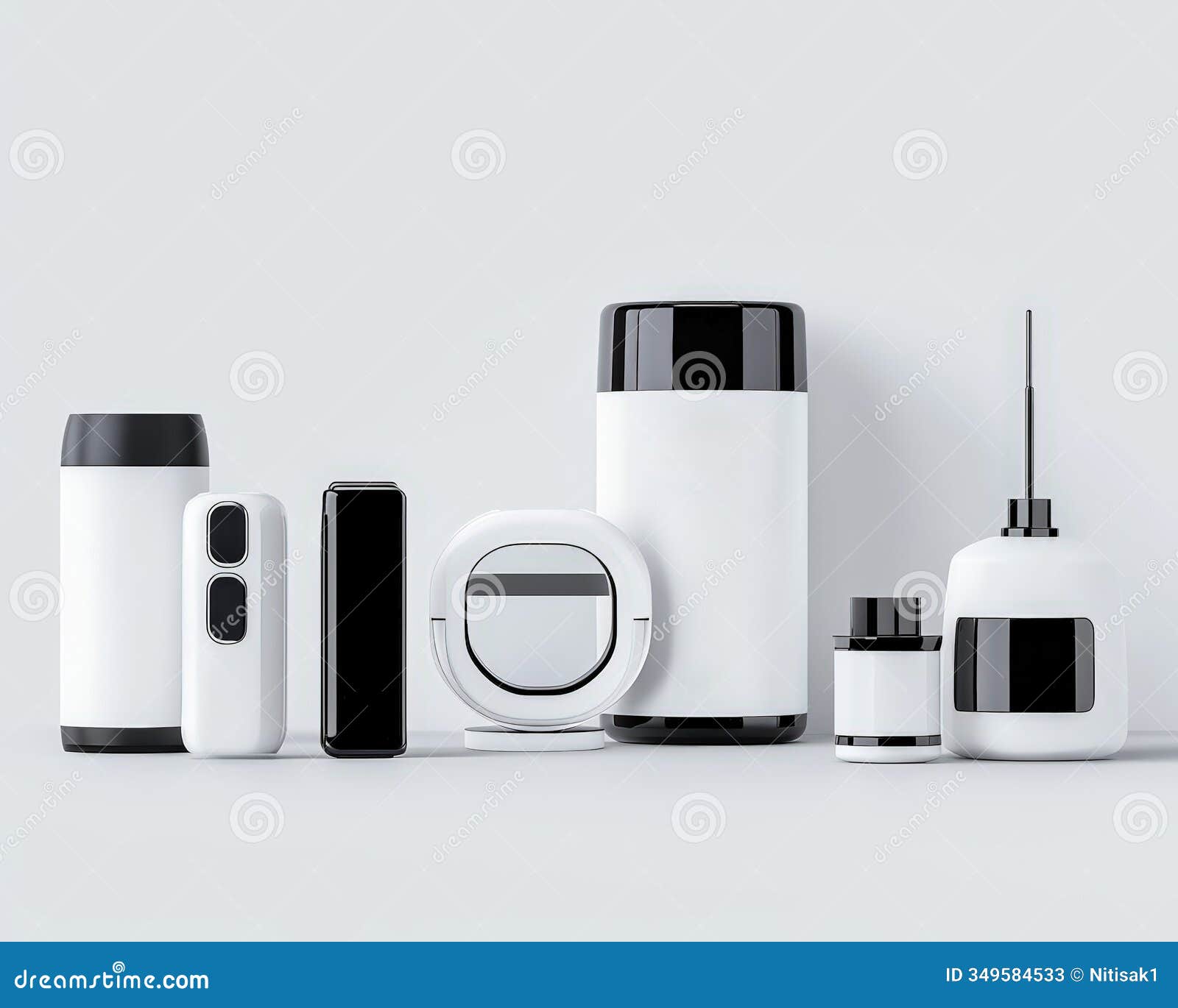 Modern White Tech Gadgets on a Clean Surface Stock Illustration ...