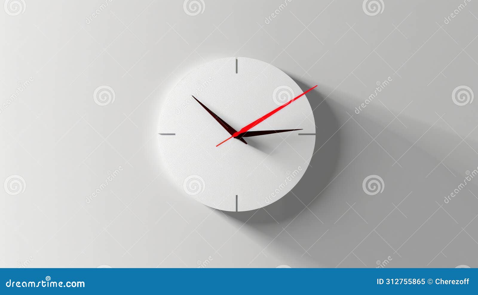 Minimalist Wall Clock Casting Shadow Stock Image - Image of punctuality ...