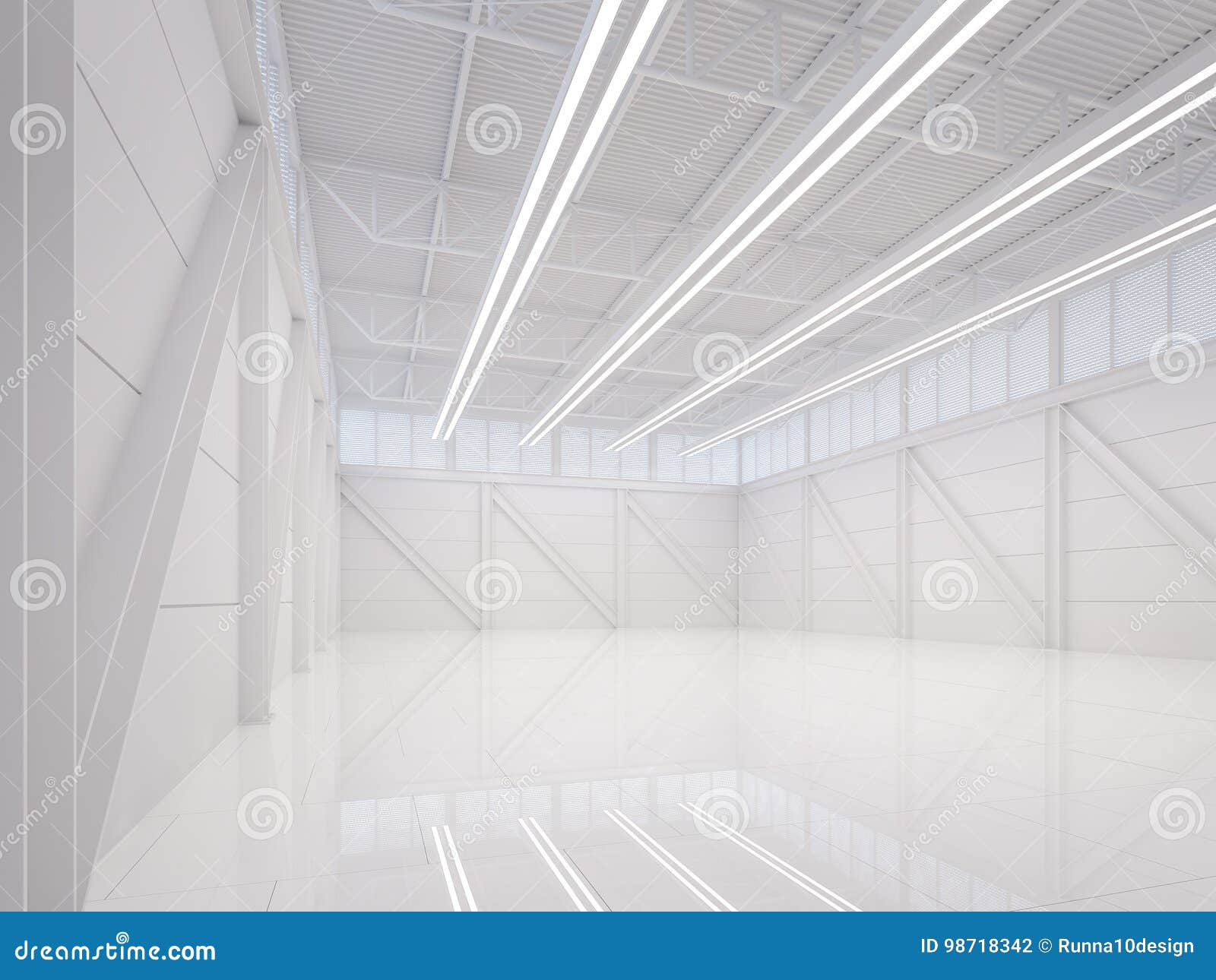 Modern White Warehouse Interior 3d Rendering Image Stock Illustration ...