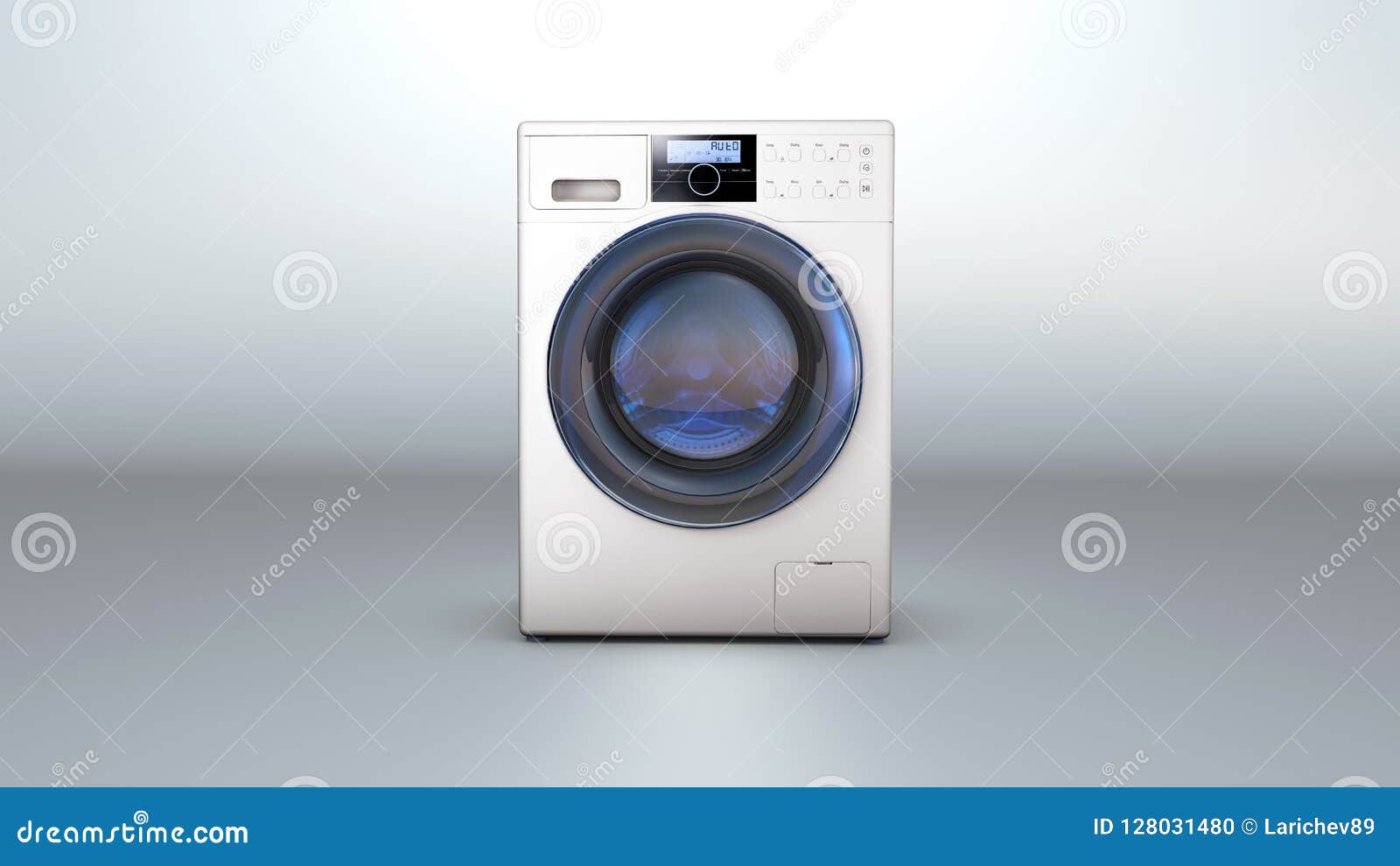 Modern White Washing Machine on a White Background. 3d Rendering Stock ...