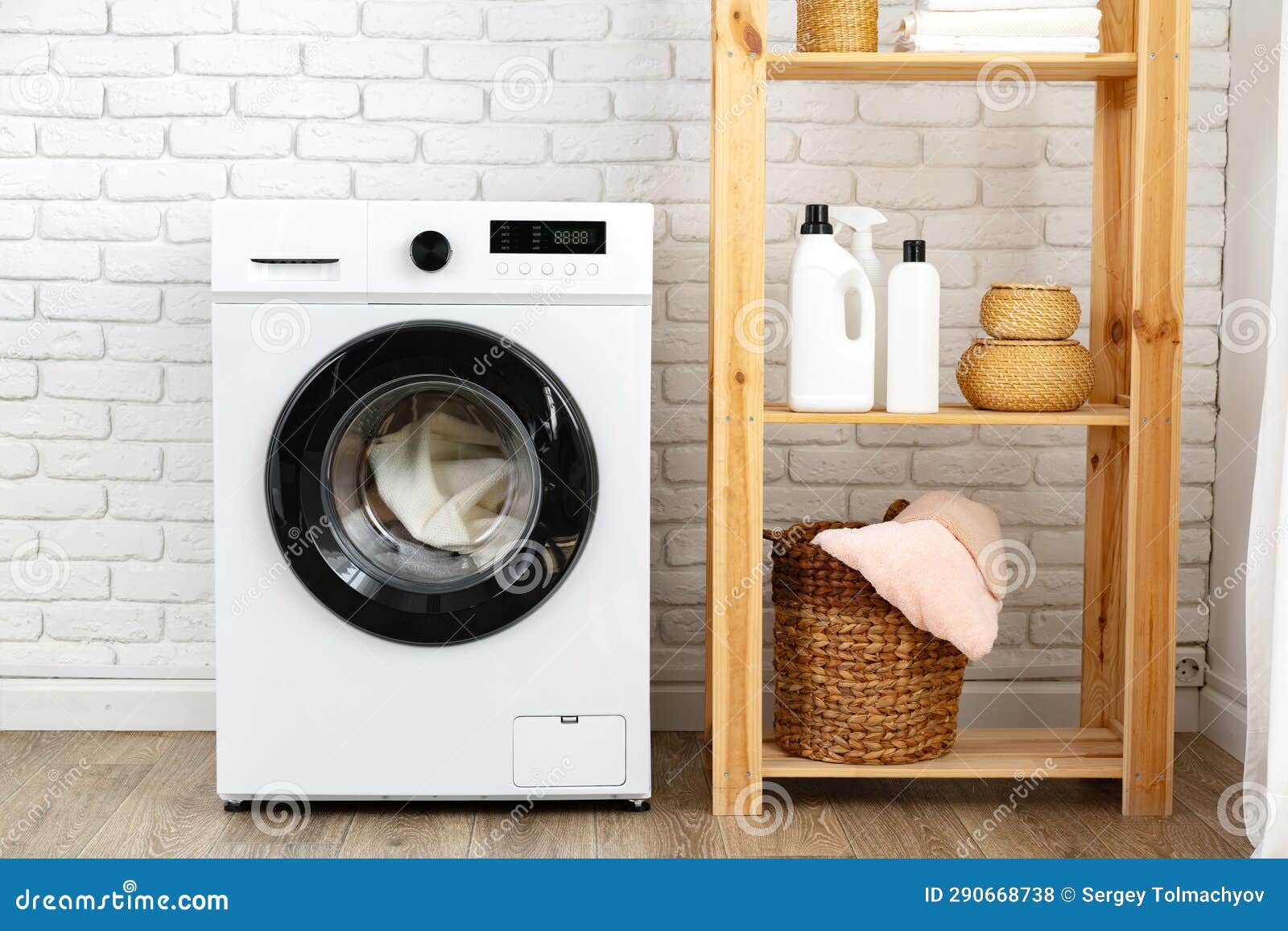 Modern White Washing Machine Close Up Photo Stock Photo - Image of ...