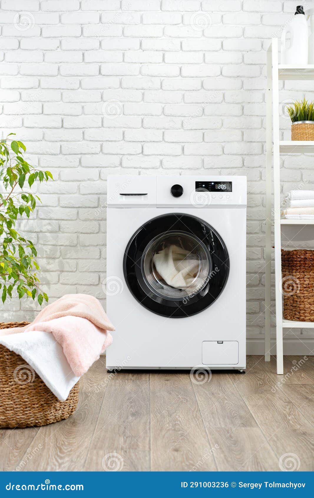 Modern White Washing Machine Close Up Photo Stock Photo - Image of ...