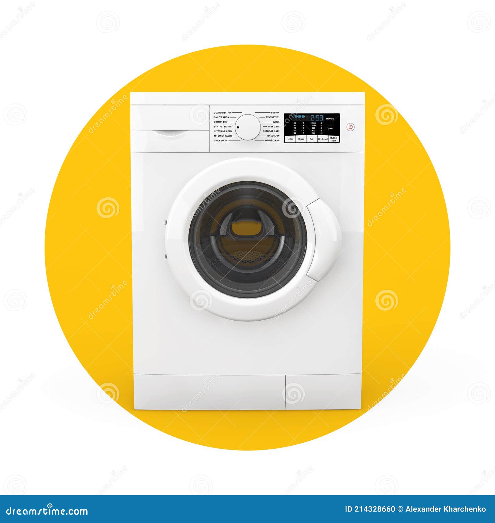 Modern White Washing Machine. 3d Rendering Stock Illustration ...