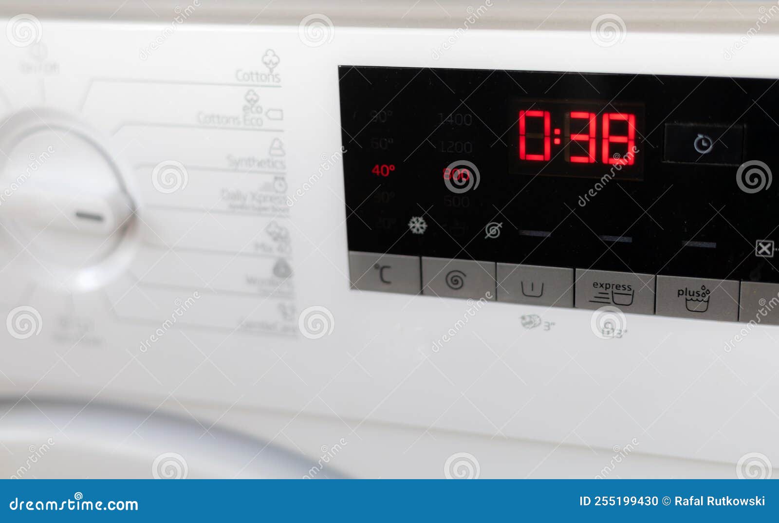 Modern White Washing Machine Front Panel with Display. Stock Photo ...