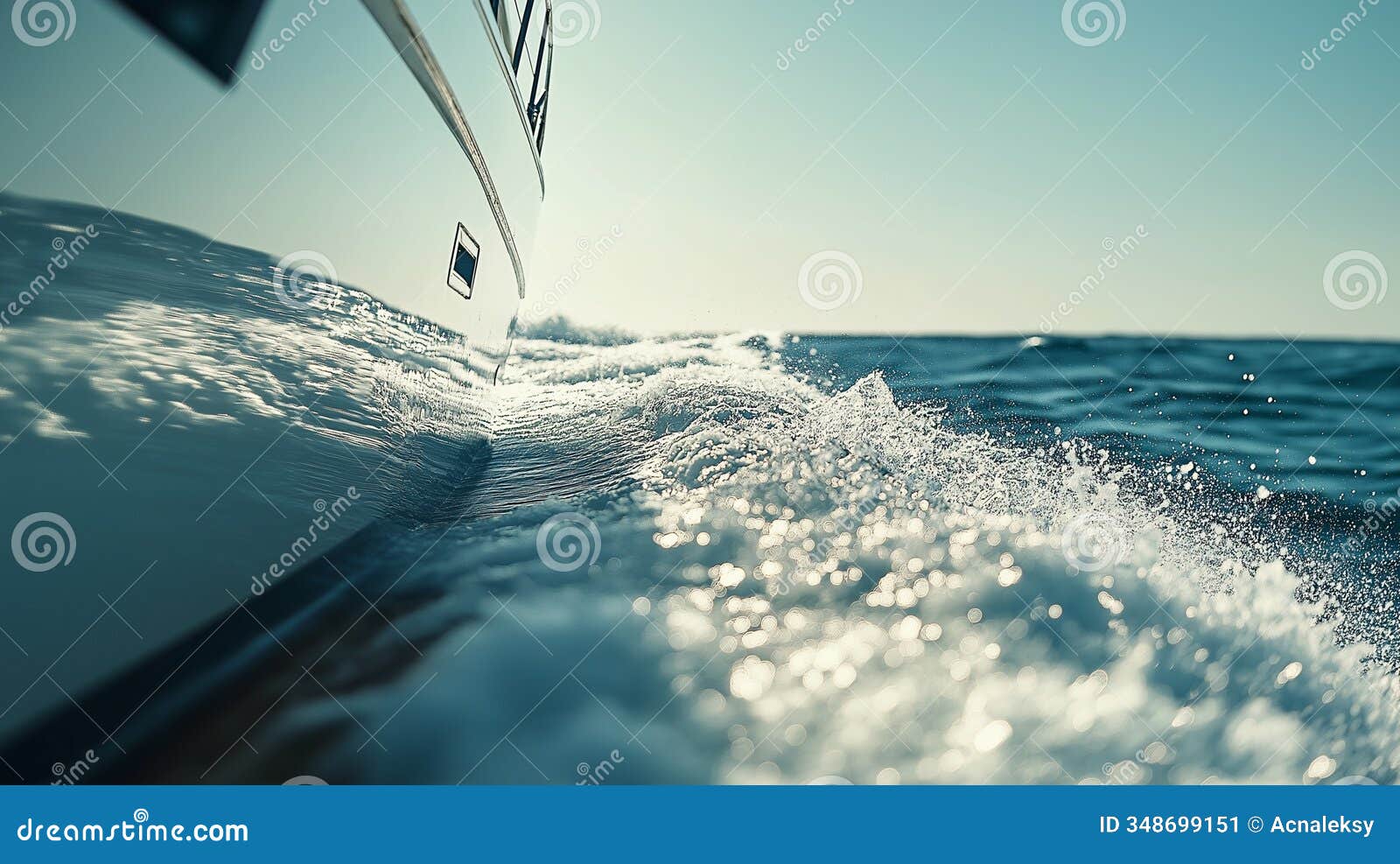 Modern White Yacht Slicing through the Waves at High Speed Stock Image ...