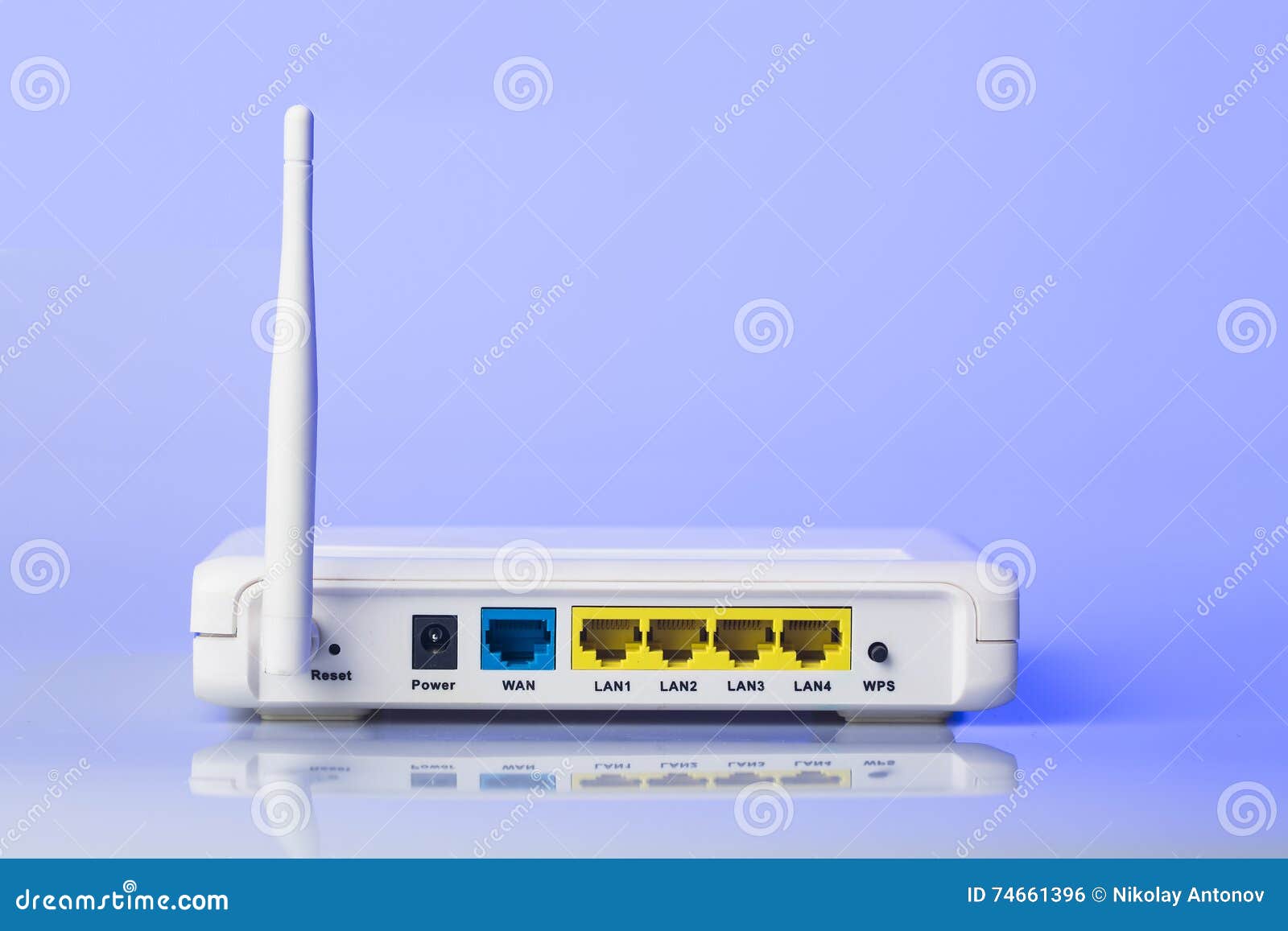 Modern Wi-fi Home Router with Antenna on Light Blue Background Stock ...