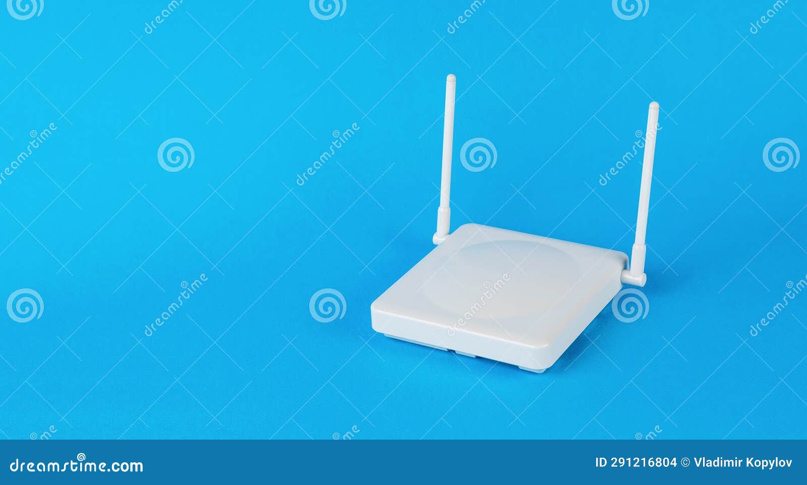 Modern Wi-fi Router with Antennas on a Light Blue Background Stock ...