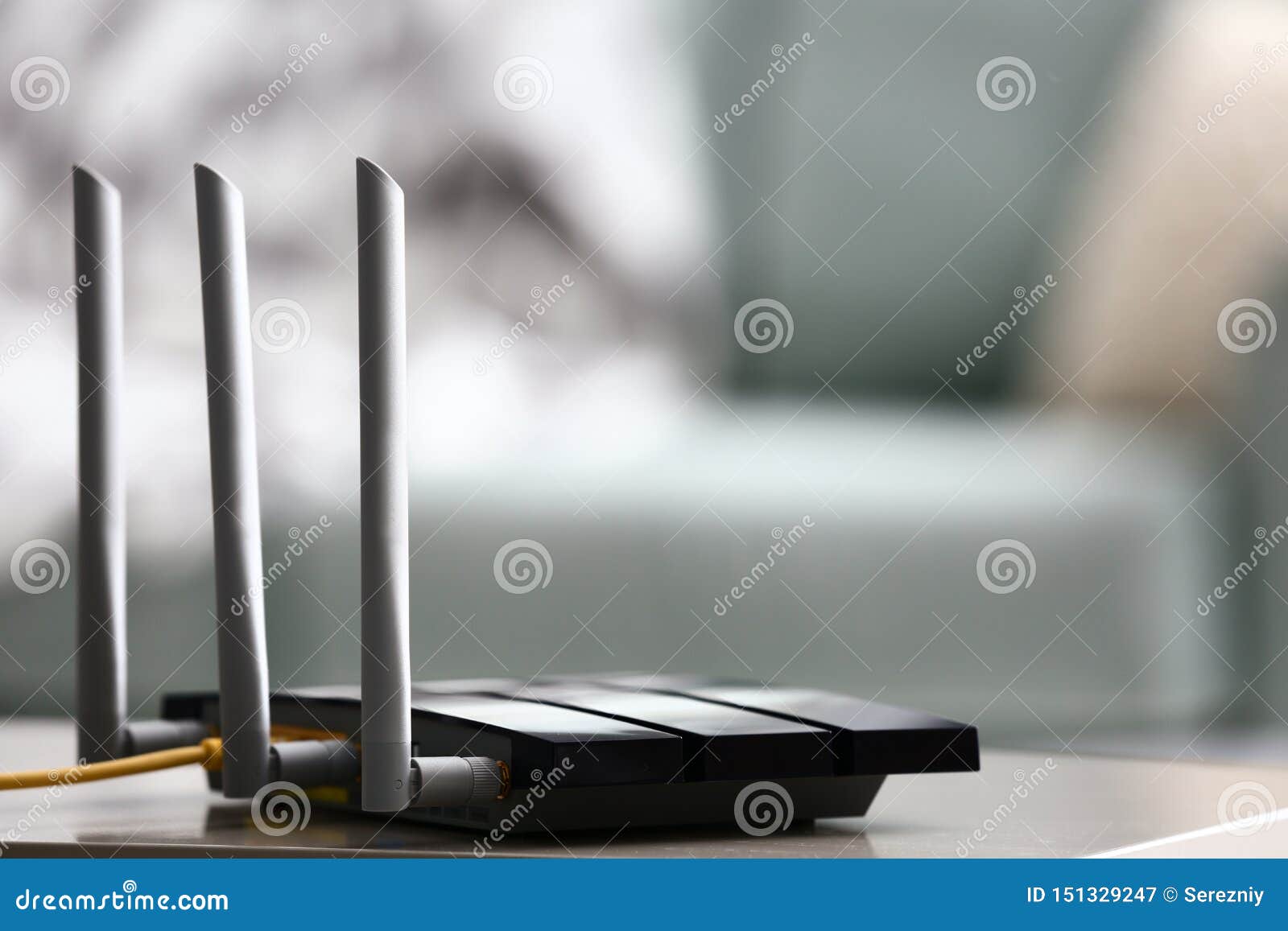 Modern Wi-fi Router on Light Table in Room Stock Image - Image of link ...