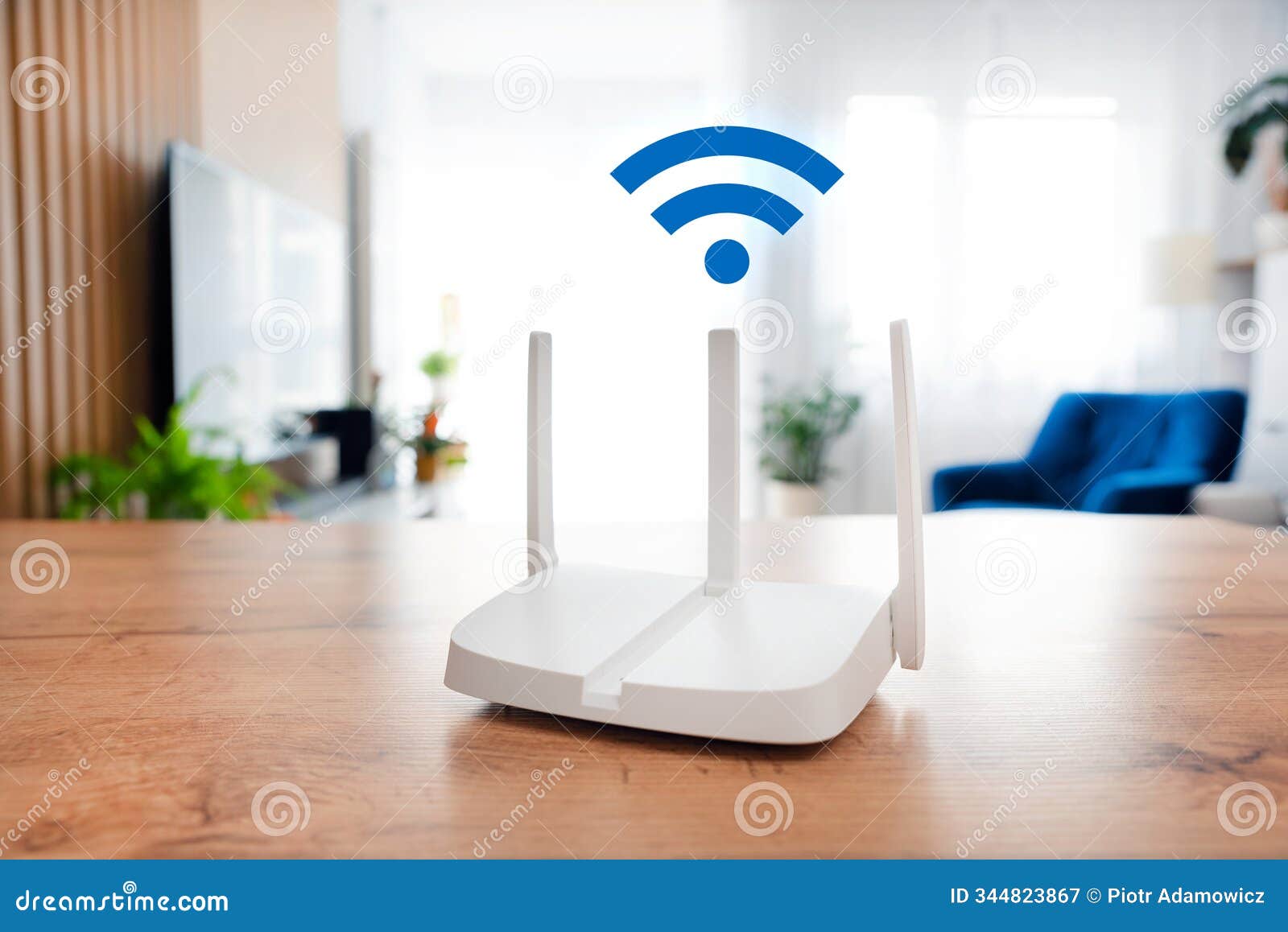 Modern Wi-fi Router on Light Table in Room Stock Image - Image of ...