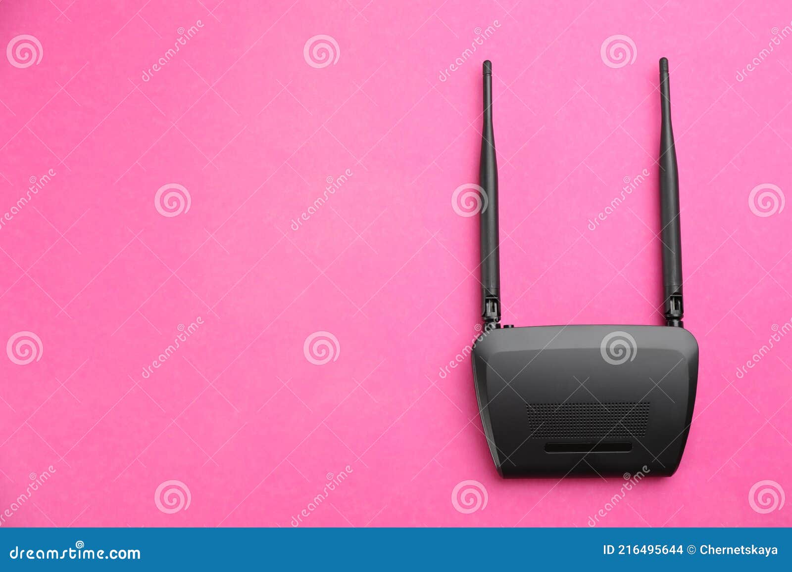 Modern Wi-Fi Router on Pink Background, Top View. Space for Text Stock ...