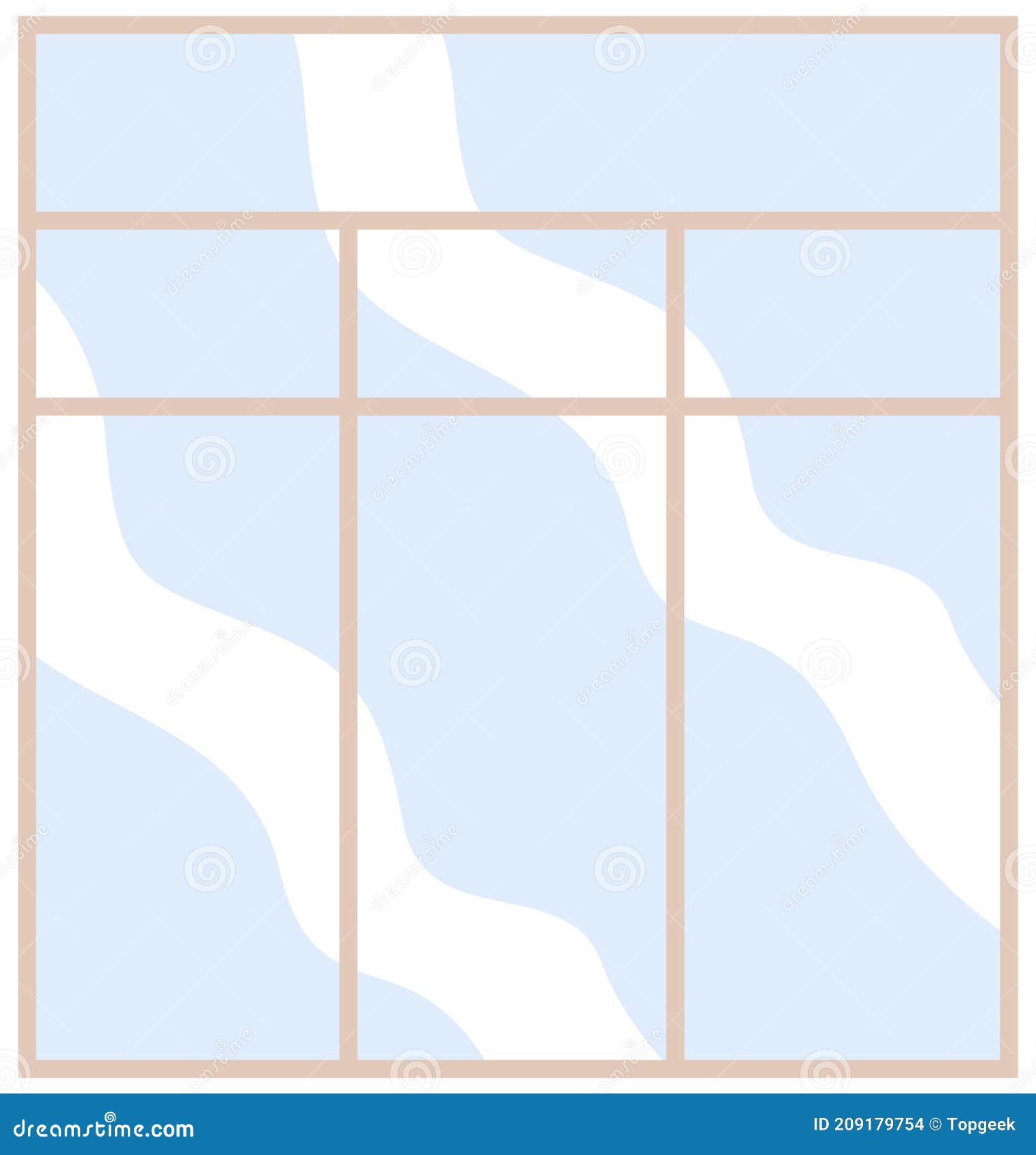 Modern Wide Window with Transparent Glass in a Thin Frame. Vector ...