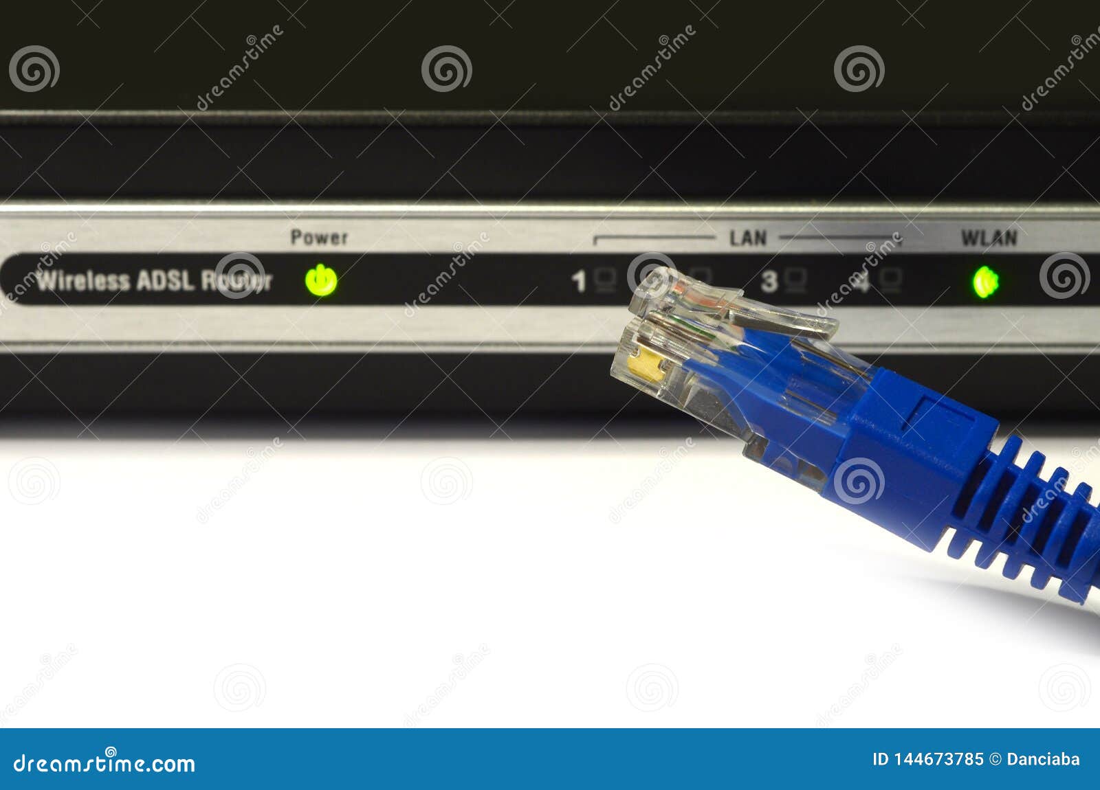 Modern WiFi Modem Router ADSL with LAN Cable Rj45. Stock Image - Image ...