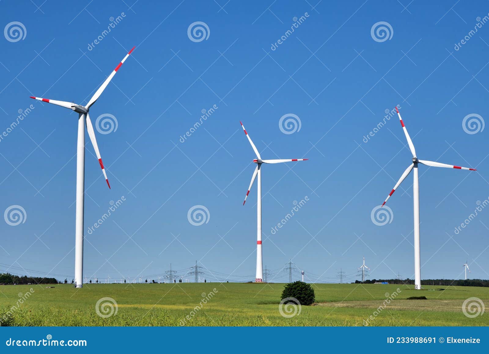 Modern wind power turbines stock image. Image of cornfield - 233988691