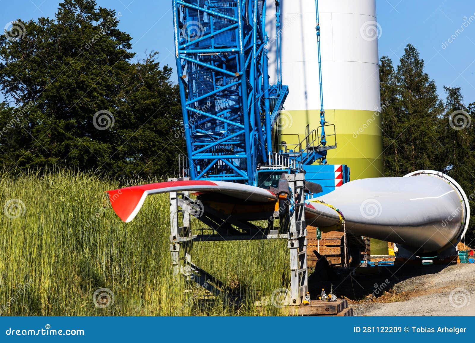 Modern Wind Turbine Construction Site from Above Stock Image - Image of ...
